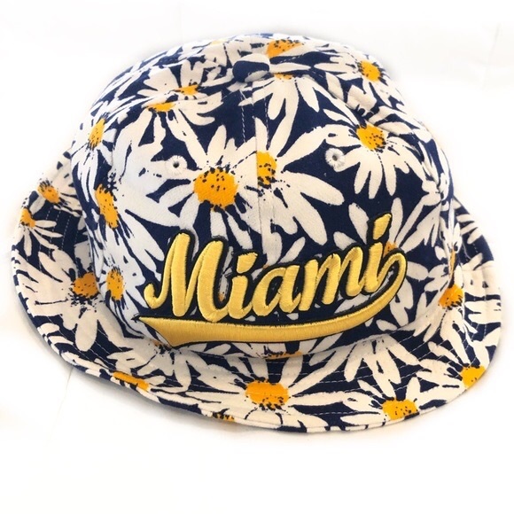 Accessories | Robin Ruth Flower Miami Logo Bucket Hat Blue And White ...